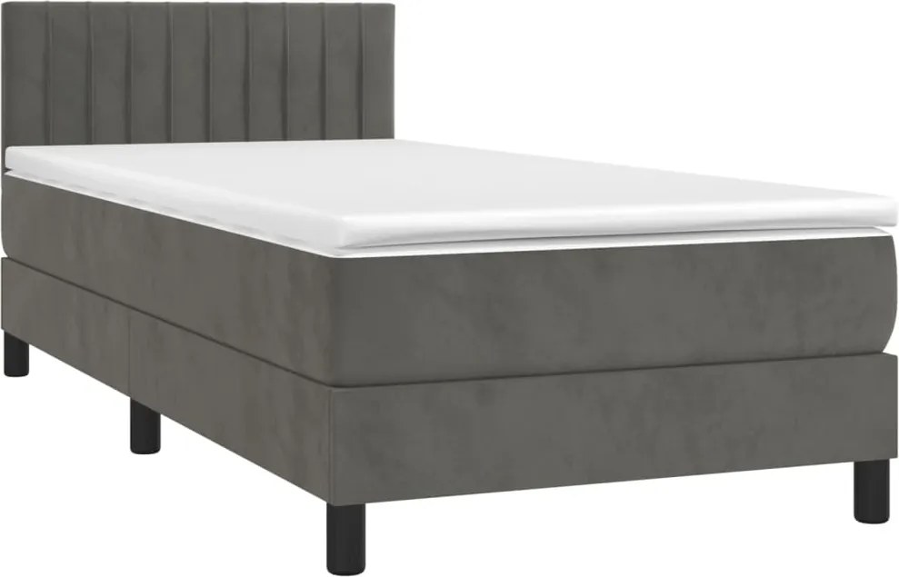 Box spring postel s matrací tmavě šedá 90x190 cm samet 3141396