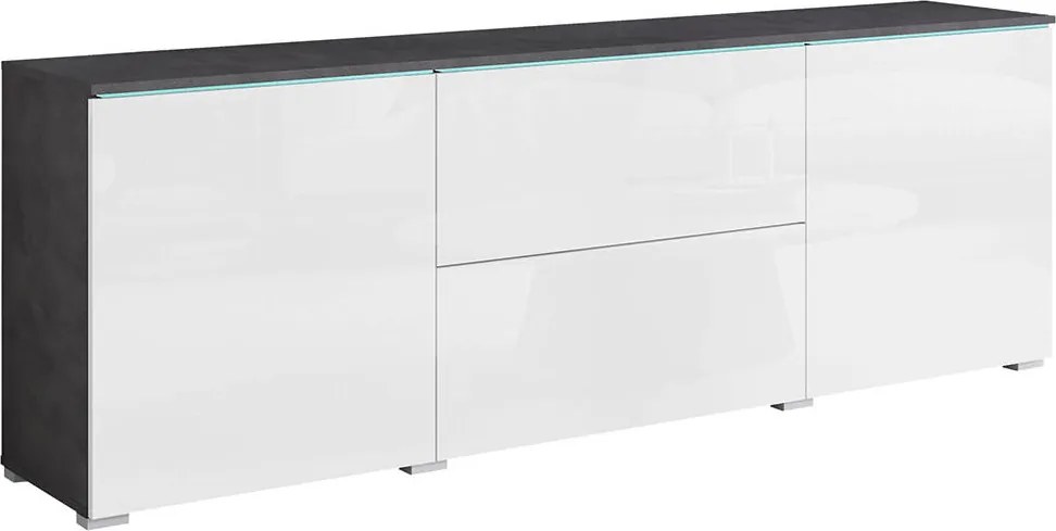 XXXLutz NÍZKÁ KOMODA, antracitová, vysoce lesklá bílá, 180/61,8/34,5 cm P & B - Online Only TV příslušenství - 002778000214