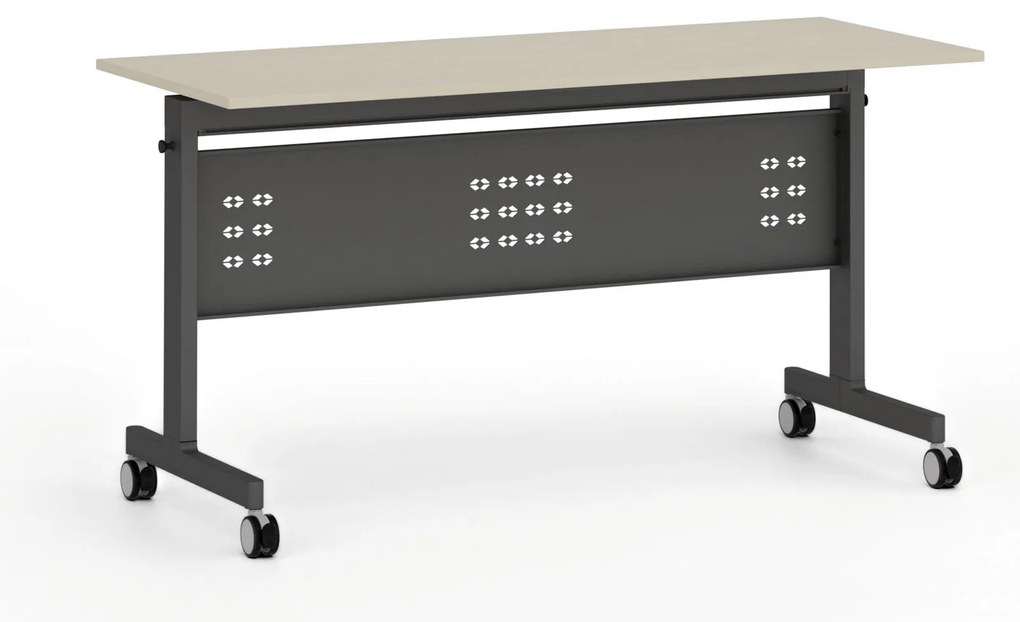 Mobilní stůl PRIMO MOBI, 140x60 cm, černá podnož, bříza