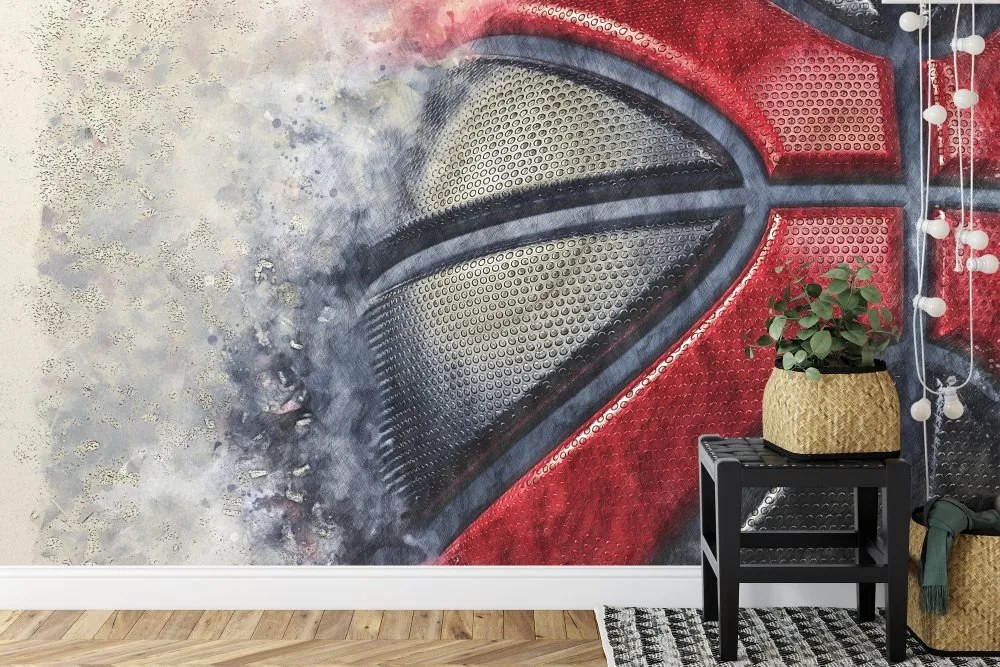 Fototapeta Basketbalový Míč Malovaný Akvarelem Vliesová tapeta 104x70.5