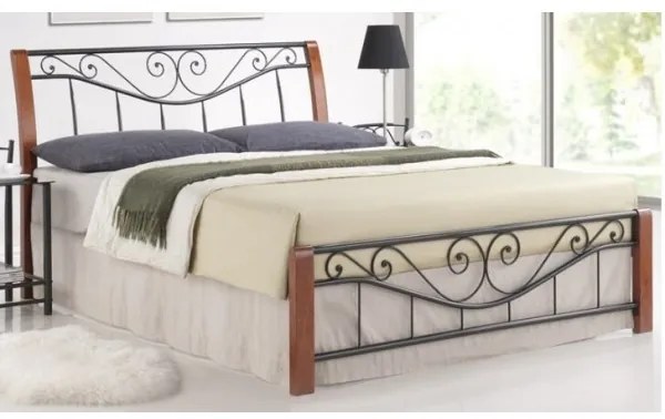 Manželská postel dvoulůžko CS4020, dřevo-kov, 160x200 KN nábytek, 160x200 cm