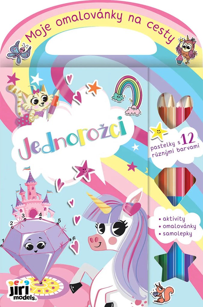 JIRI MODELS Moje omalovánky na cesty Jednorožci s pastelkami a samolepkami 2