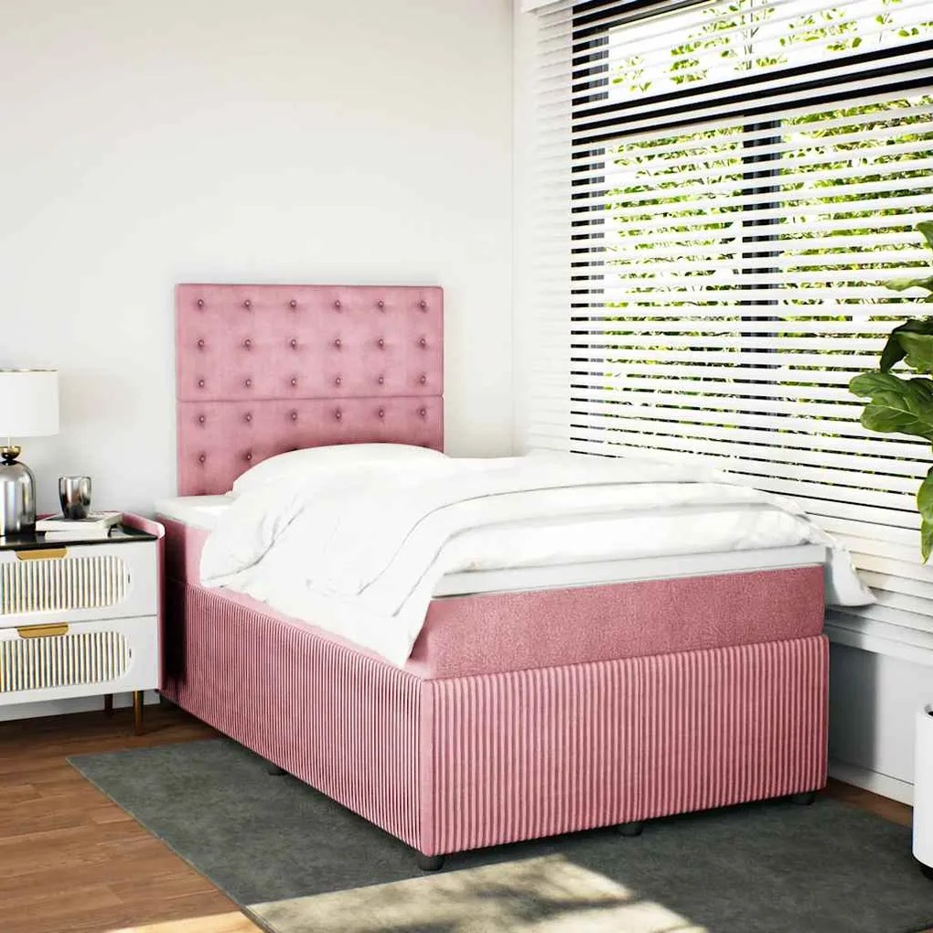 Box spring postel s matrací růžová 120 x 200 cm samet 3294627
