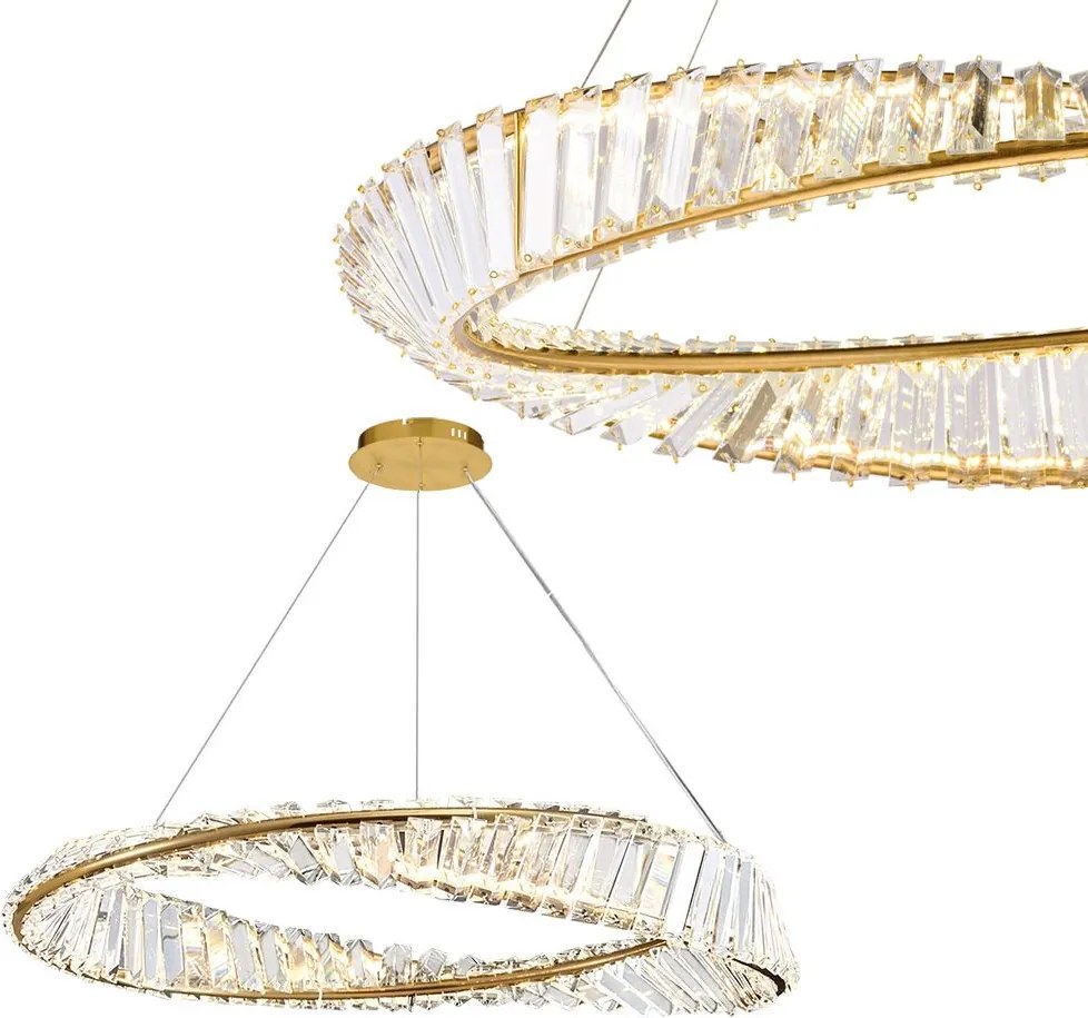 Toolight Toolight, LED křišťálové závěsné svítidlo 27W APP1201-CP, čirá-zlatá, OSW-04591