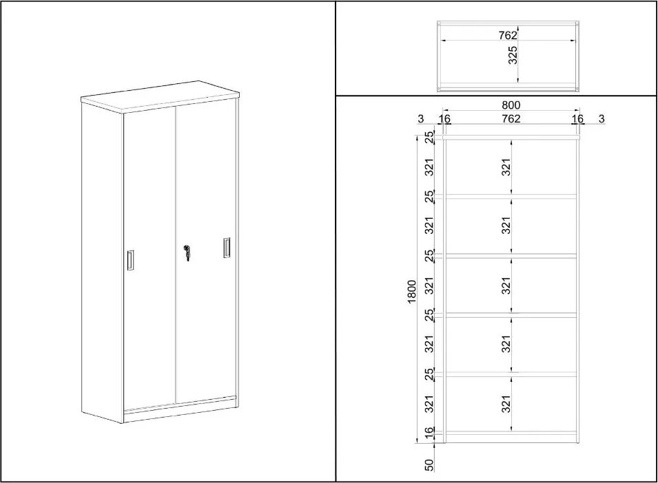 Vysoká skříň SimpleOffice 80 x 40 x 180 cm, dub světlý / šedá