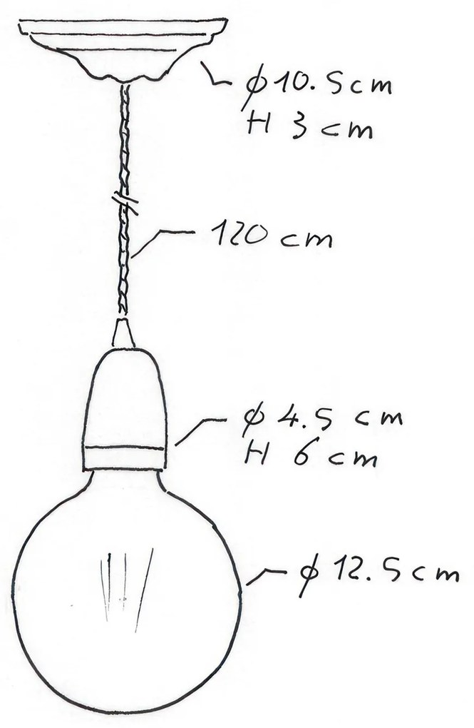 creative cables Závěsná lampa se spirálovým textilním kabelem a bílými detaily z porcelánu Barva: Bílá-Tc43