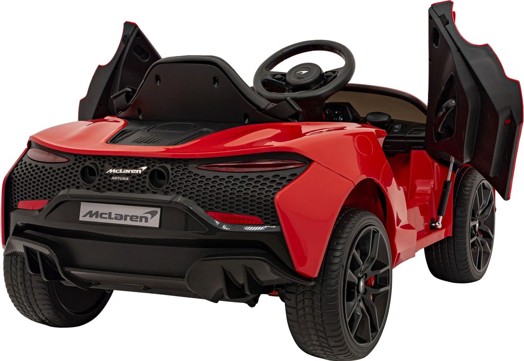 Ramiz Elektrické autíčko McLaren Artura pro děti červené + pohon 4x4 + dálkové ovládání + plynulý start + EVA kola + audio LED