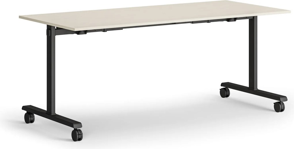 Mobilní stůl MATCH, 180x80 cm, černá podnož, bříza