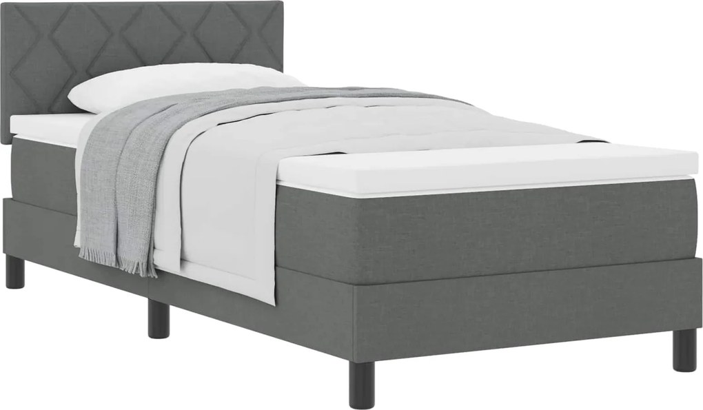 Postel s boxspringem s čelo Tmavě šedá 90 x 190 cm textil 3338728