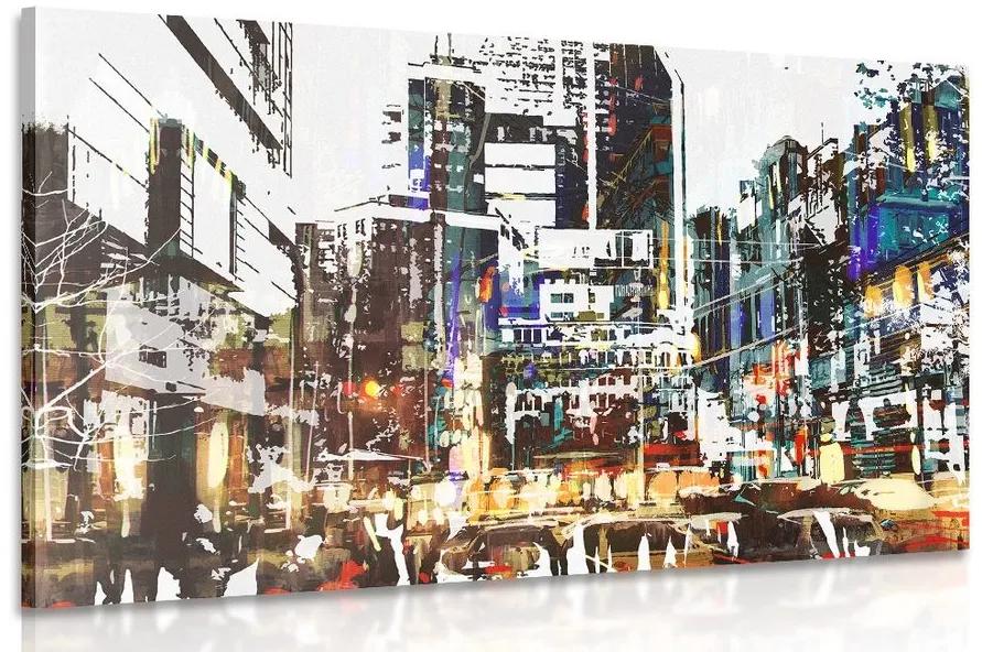 Obraz abstraktní panoráma města - 120x80 cm