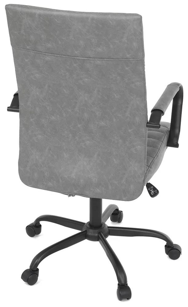 Autronic Kancelářská židle, šedá ekokůže, houpací mech, kolečka pro tvrdé podlahy, černý kov KA-V306 GREY