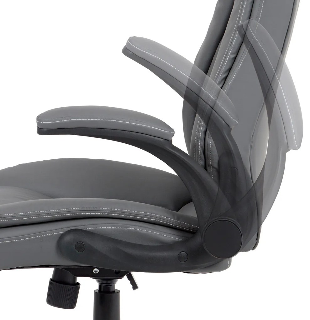 Kancelářská židle, potah šedá ekokůže, černý kovový kříž, houpací mechanismus