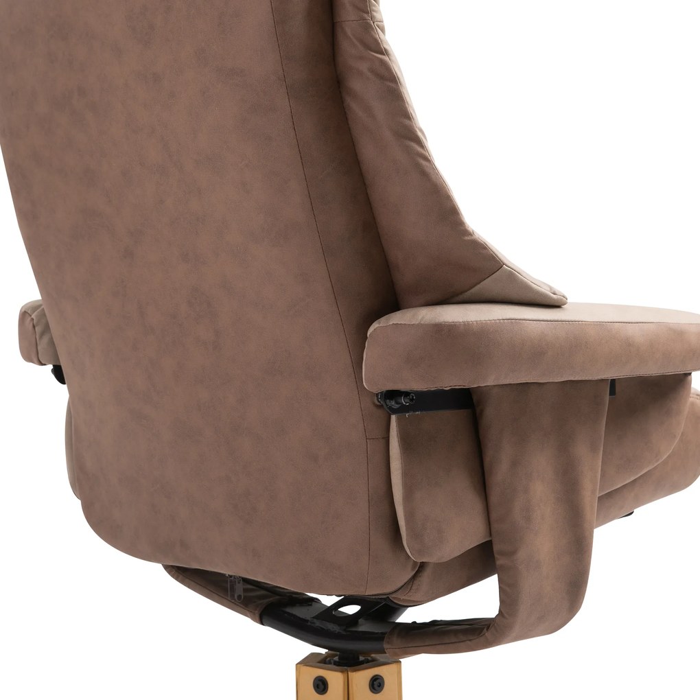 HOMCOM Relaxační Křeslo s Ottomans, Otočné Křeslo k Televizi s Funkcí Polohování, Potahované Křeslo do Obývacího Pokoje, Ložnice, Hnědá Microfiber, 7…