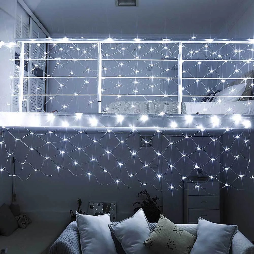 128 LED-ový světelný řetěz ve 2 barvách - studená bílá