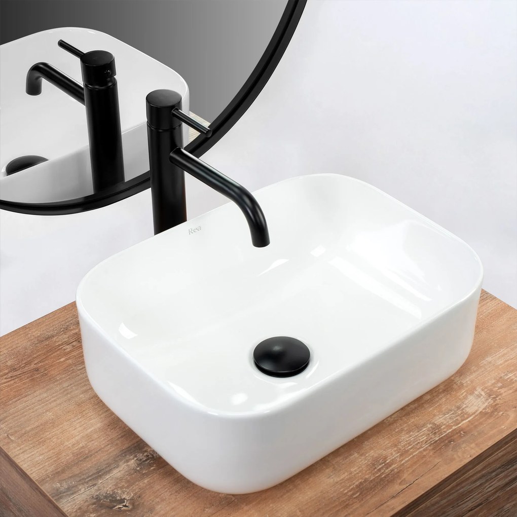 Rea Demi Mini, umyvadlo na desku 400x305x140 mm, bílá, REA-U5064