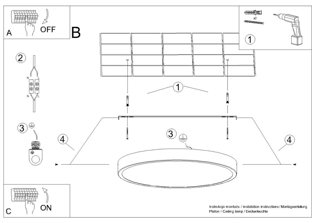 Stropní LED svítilna Onyx 30, 1x LED 23w, 3000k, w