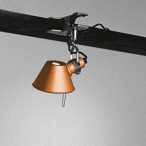 Artemide A010860 + 5 let záruka, přímý distributor Tolomeo Micro pinza, oranžová lampa s klipem, 1x46W E14, 20 cm