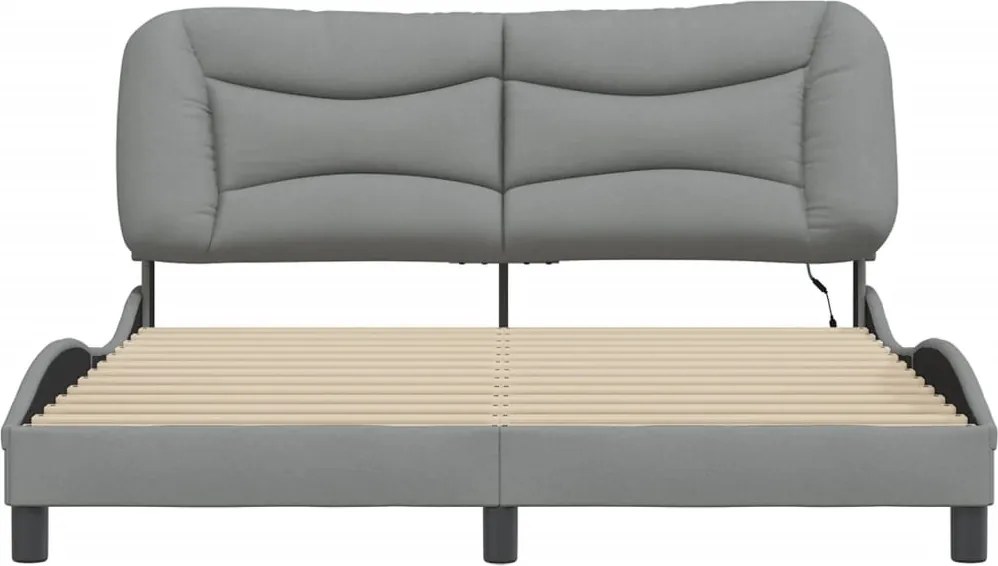 Rám postele s LED bez matrace Hvar Světle šedá 160x200 cm Látka 3213711