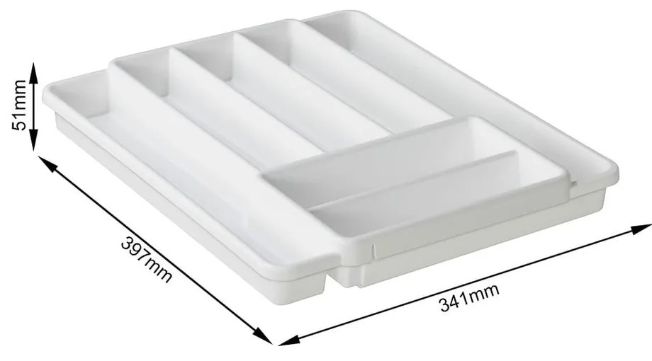Bílý plastový příborník do zásuvky 39.7 x 34 cm Domino - Rotho