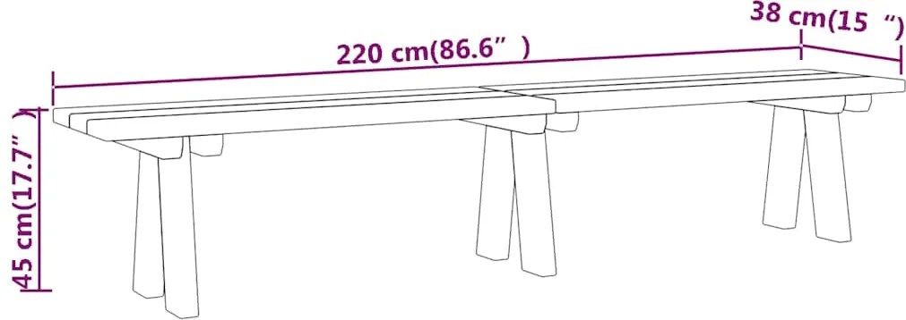 Zahradní lavice 220 cm impregnované masivní borové dřevo 318175