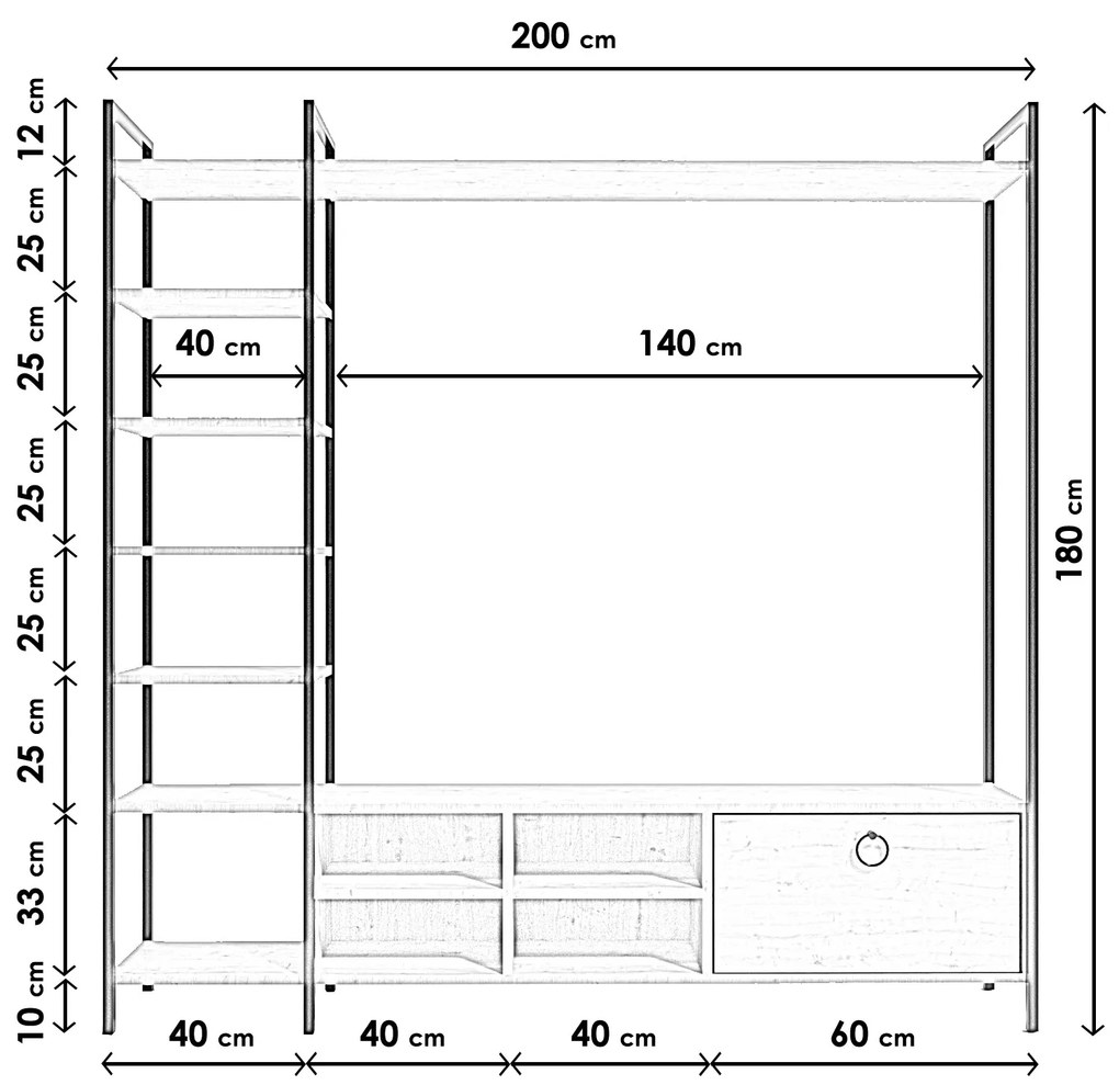 Kalune design Televizní stěna MAT černá 285LCV1137