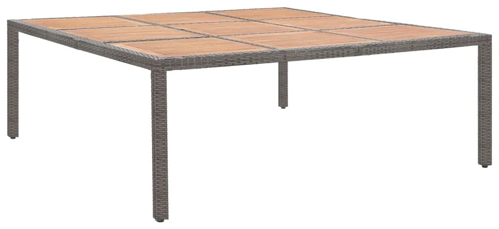 46137 vidaXL Zahradní stůl černý 200x200x74 cm polyratan a akáciové dřevo