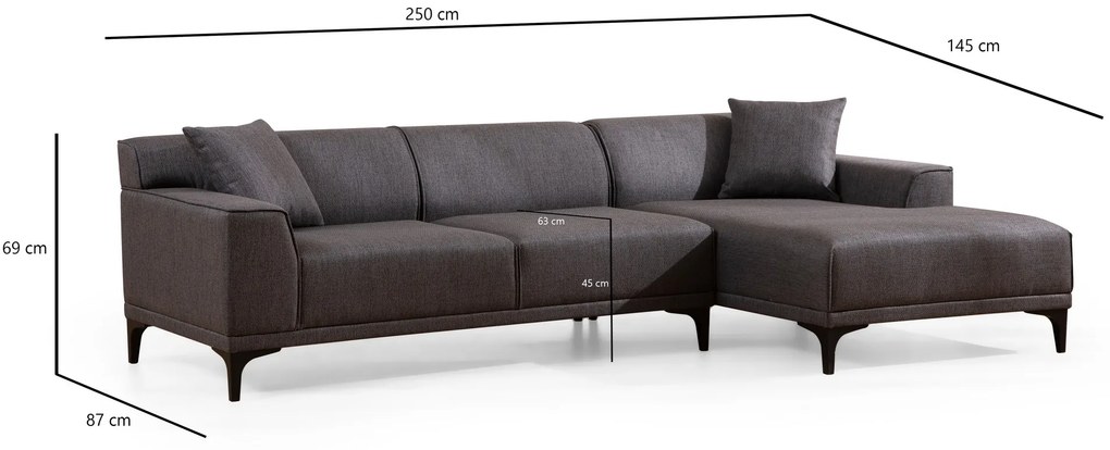 Hanah Home Rohová pohovka PETRA antracit pravá 560ARE1607