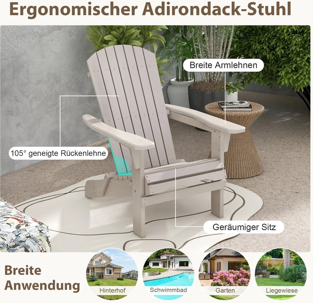Costway Židle Adirondack skládací Židle Adirondack vyrobená ze dřeva zahradní