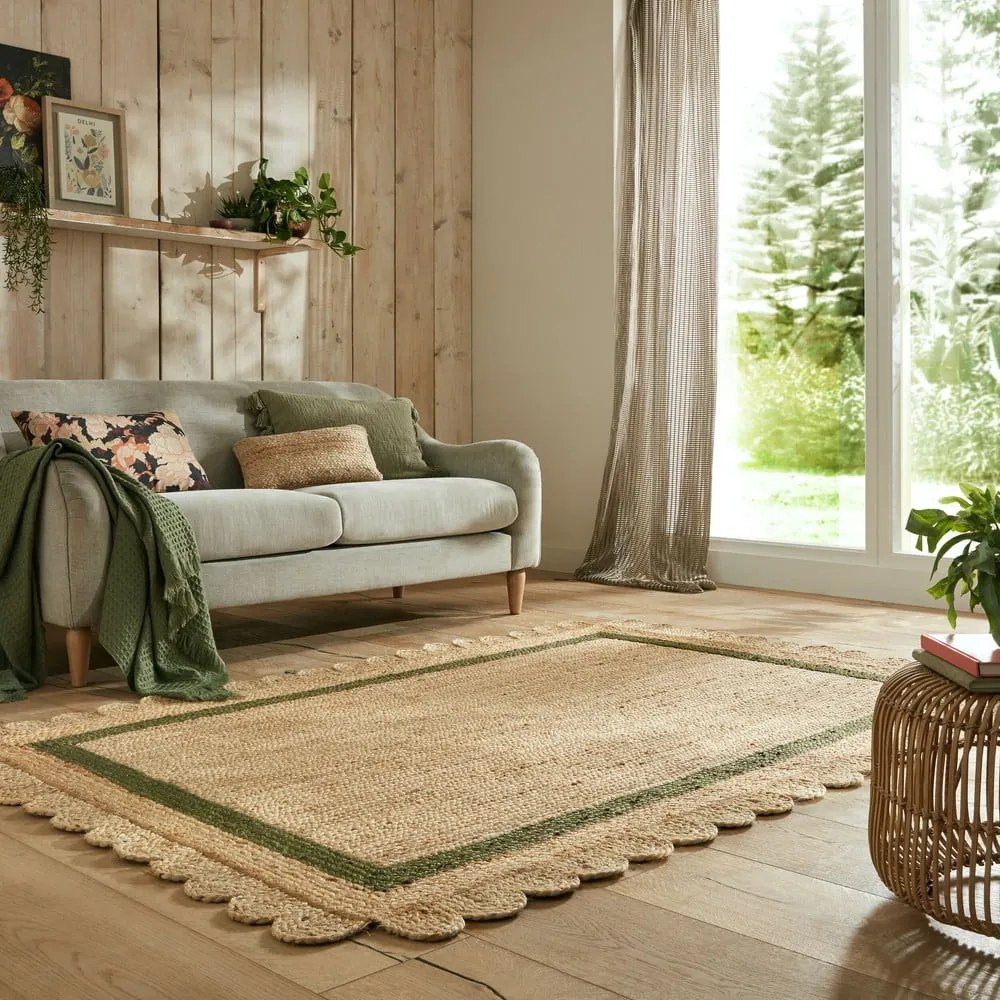 Tmavě zelený/v přírodní barvě ručně tkaný jutový koberec 160x230 cm Grace Green – Flair Rugs