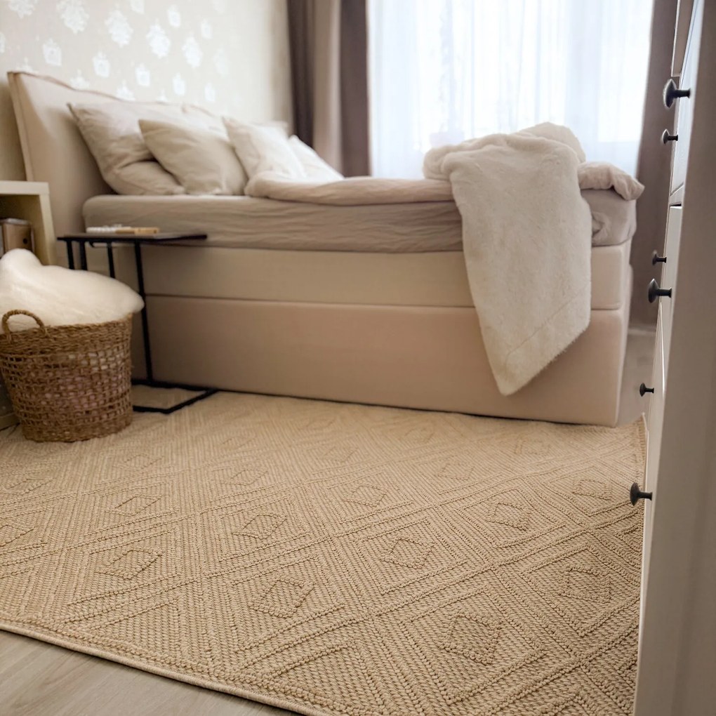 Ayyildiz, Kusový koberec Patara 4956 Beige – na ven i na doma, 80x150, béžová, chodba / předsíň