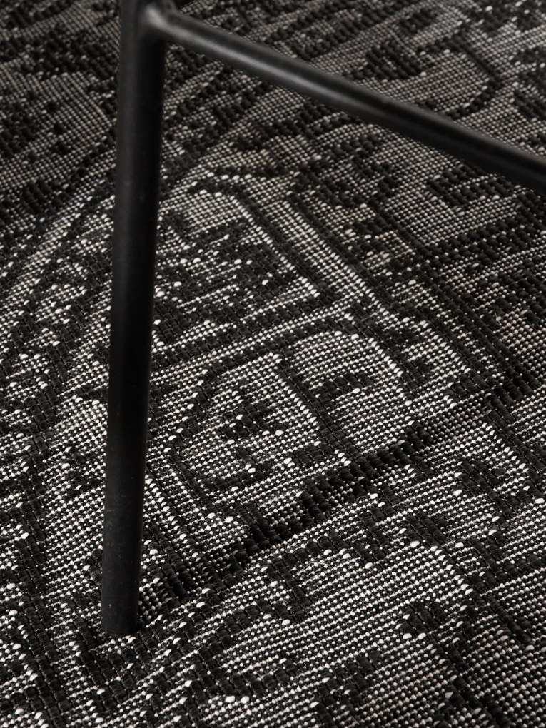 NORTHRUGS, Kusový koberec Duet Kona 106248 Black/White kruh - na ven i na doma, 160x160 (průměr) kruh, černobílá, chodba / předsíň