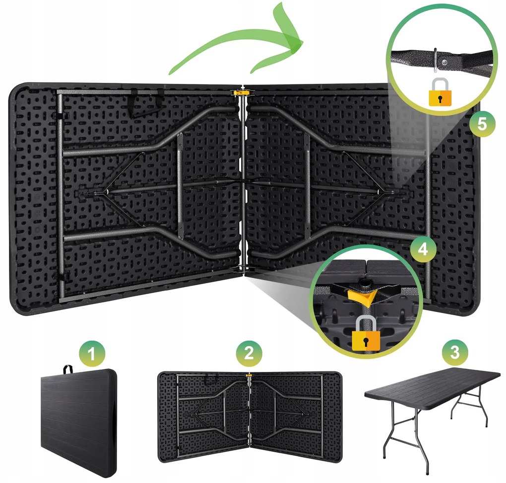 JAKS Skládací pivní set 180 cm černý