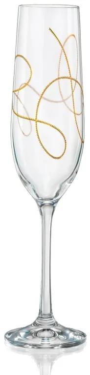 Crystalex - Bohemia Crystal Sklenice na šampaňské Viola String gold 190 ml, 2 ks