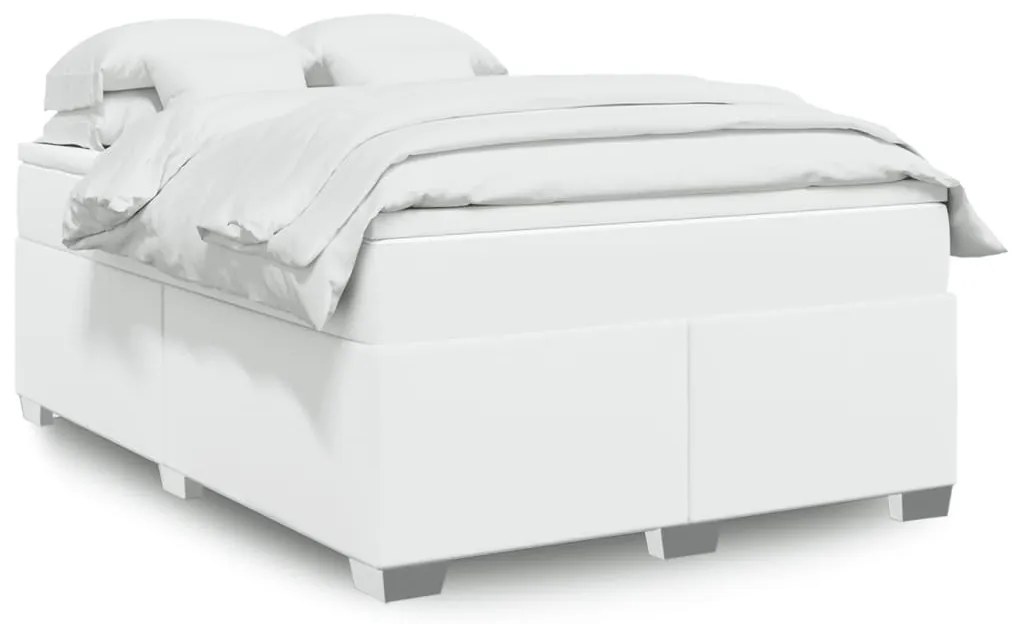 Box spring postel s matrací bílá 140 x 190 cm umělá kůže 3285210