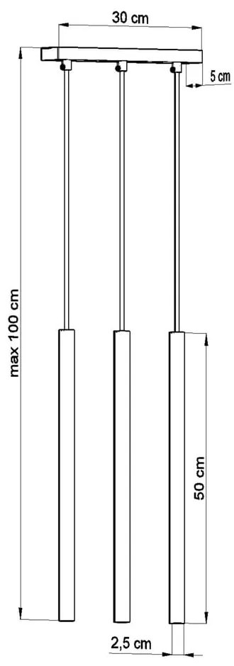 Černé závěsné svítidlo Sollux Fideus, délka 30 cm