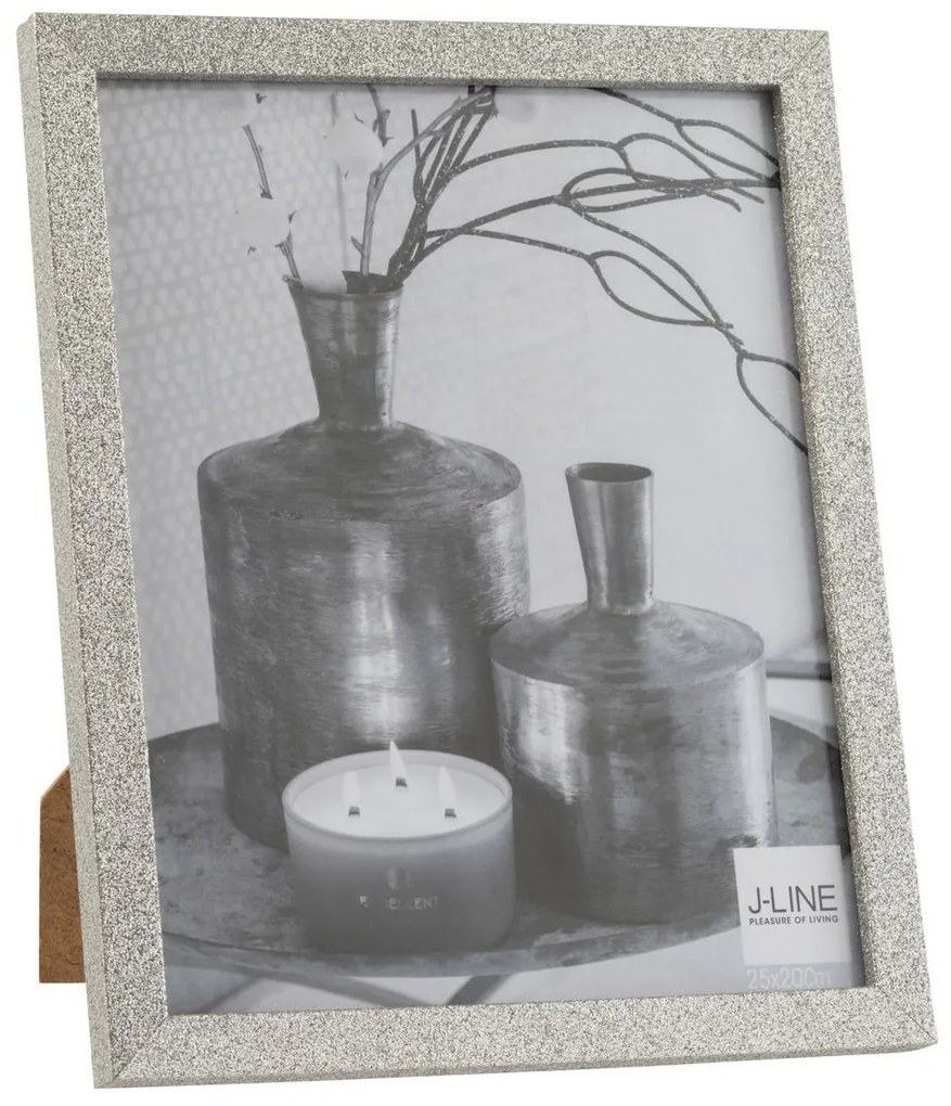 Stříbrný dekorativní fotorámeček s flitry Glitter silver - 22*2*27 cm / 20*25cm