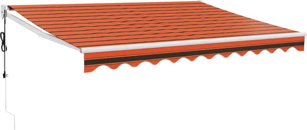 Automatická zatahovací markýza oranžová a hnědá 3,5 x 2,5 m 3154492