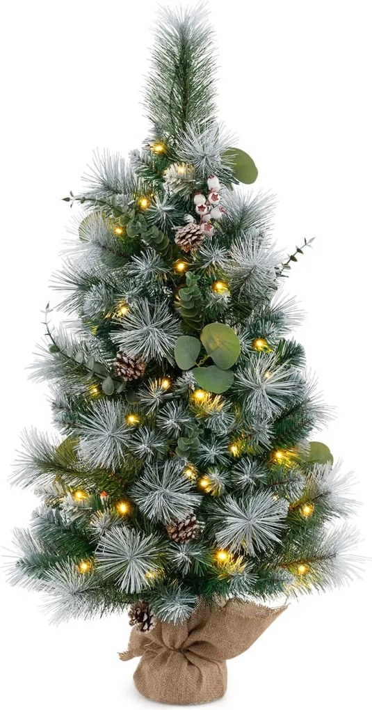 Costway 90 cm umělý vánoční stromek s osvětlením a 30 teplými bílými LED světly
