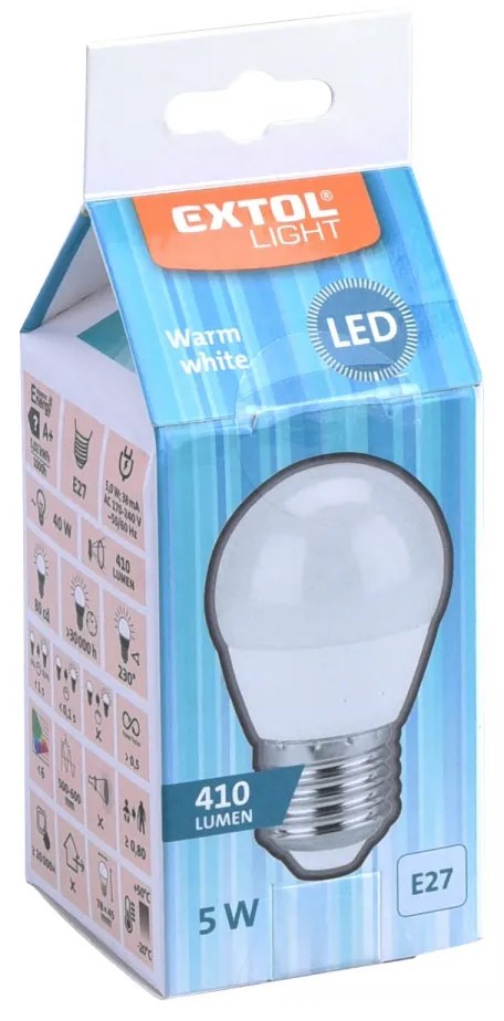 žárovka LED mini, 5W, 410lm, E27, teplá bílá