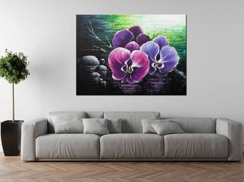 Gario Ručně malovaný obraz Orchidea u potoka Rozměry: 70 x 100 cm