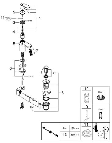 GROHE 32883000 - Umyvadlová baterie GET velikost S lesklý chrom