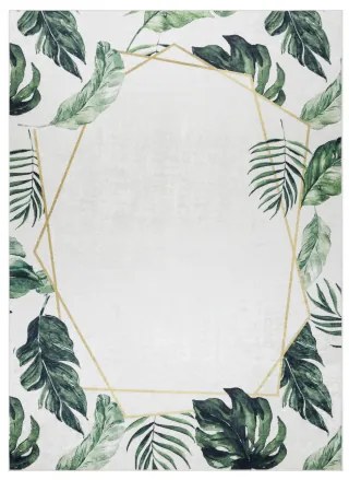 ANDRE mycí kobereček 1168 Monstera odchází, geometrický protiskluz velikost 160x220 cm | krásné koberce cz