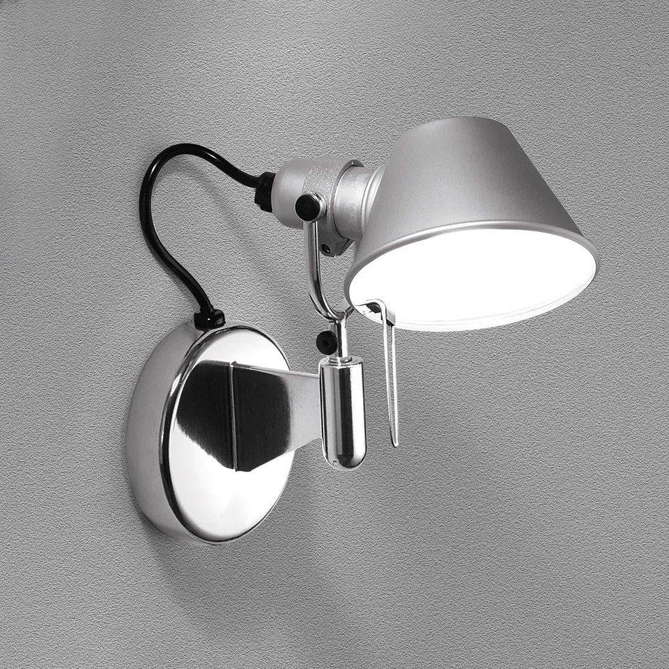 Artemide Tolomeo Micro Faretto Halo, nástěnné designové svítidlo bez vypínače, 1x60W E14, hliník