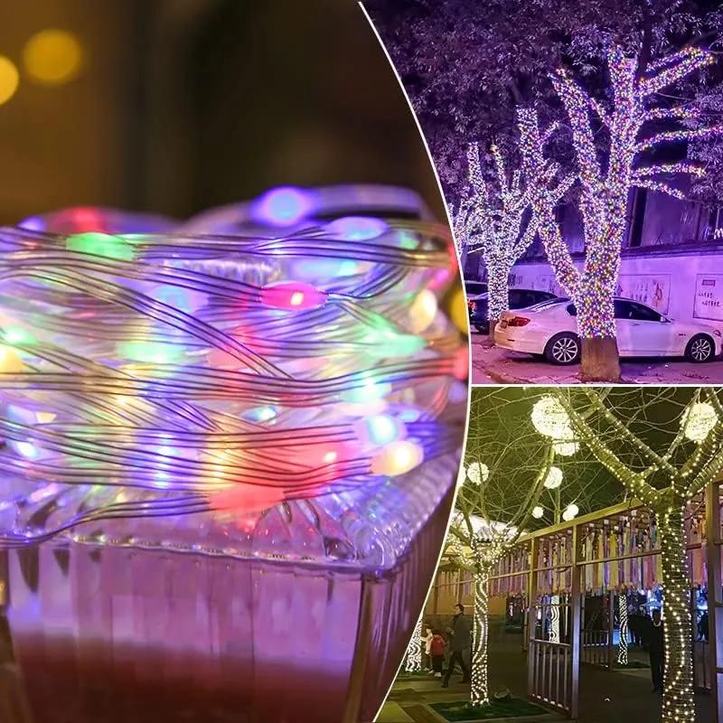 Venkovní světelný vánoční řetěz s šípkovými diodami, různobarevná, 100m, 1000 LED, 8 programů