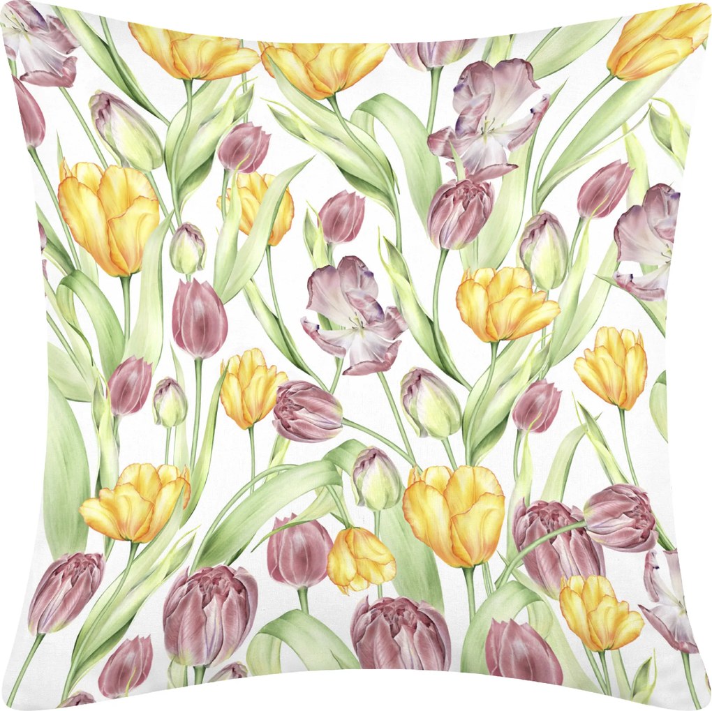 Bavlněný povlak na polštář Tulipánové pole Velikost: 70 x 90