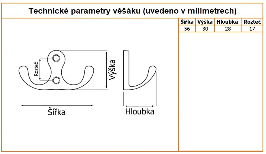 In-Design Nábytkový věšák Lungo nikl satén malý