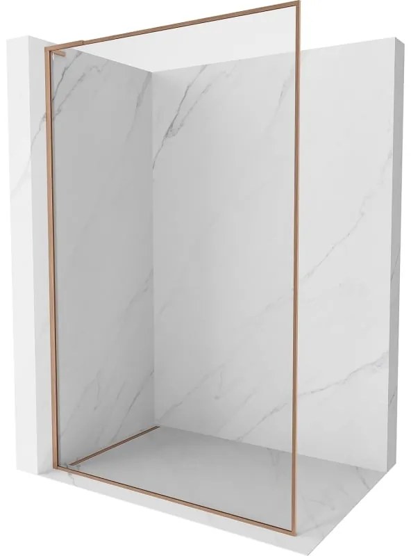 Mexen, Mexen Kioto-F L sprchová stěna s rámem 100 x 202 cm, průhledná 8 mm, broušená měď - 800-100-174-65-00