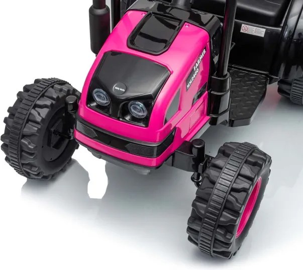 Elektrický traktor Milly Mally s přívěsem růžový