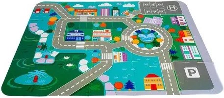 Montessori dřevěné kostky Kruzzel 23519 s podložkou veselé město 115 ks