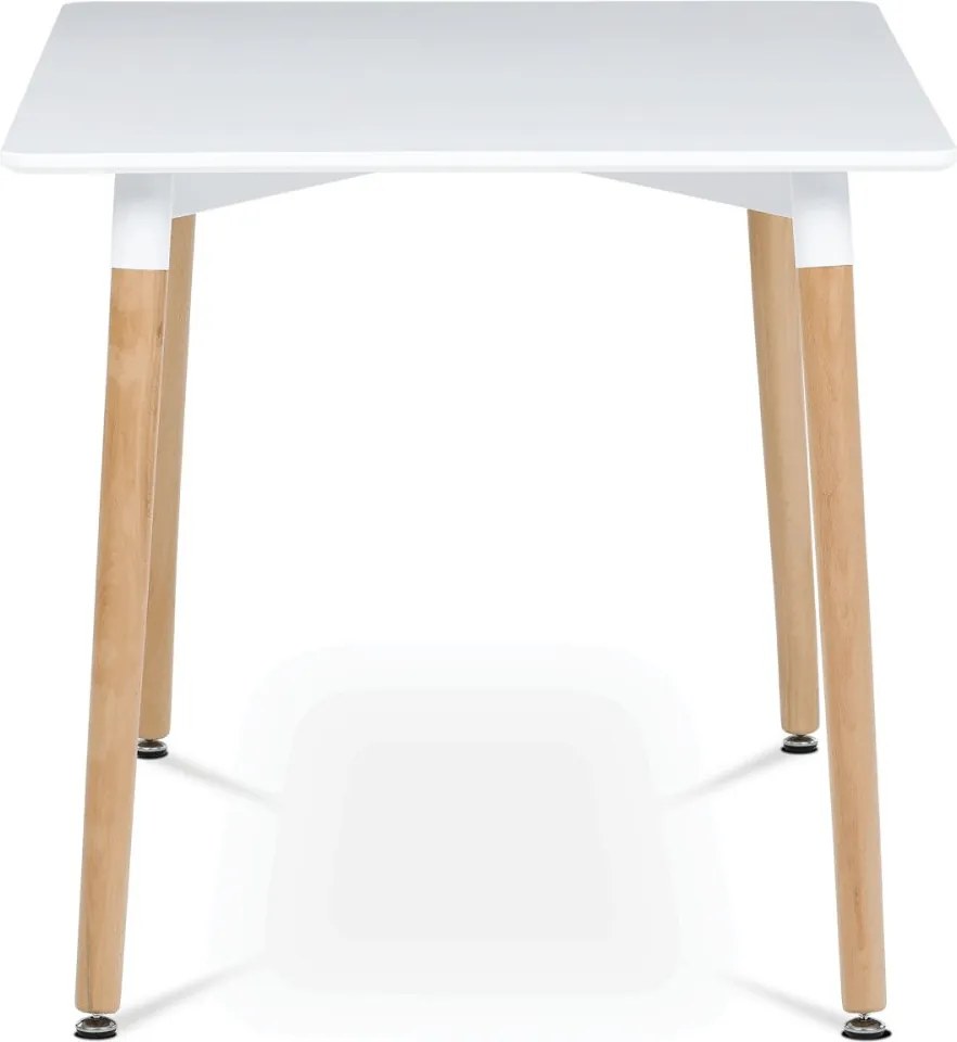 Jídelní stůl, dřevěné nohy, MDF / kovová kostrukce – bílý matný lak (120 x 80) cm